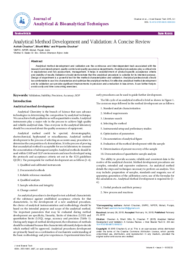 Pdf Analytical Method Development And Validation A Concise Review