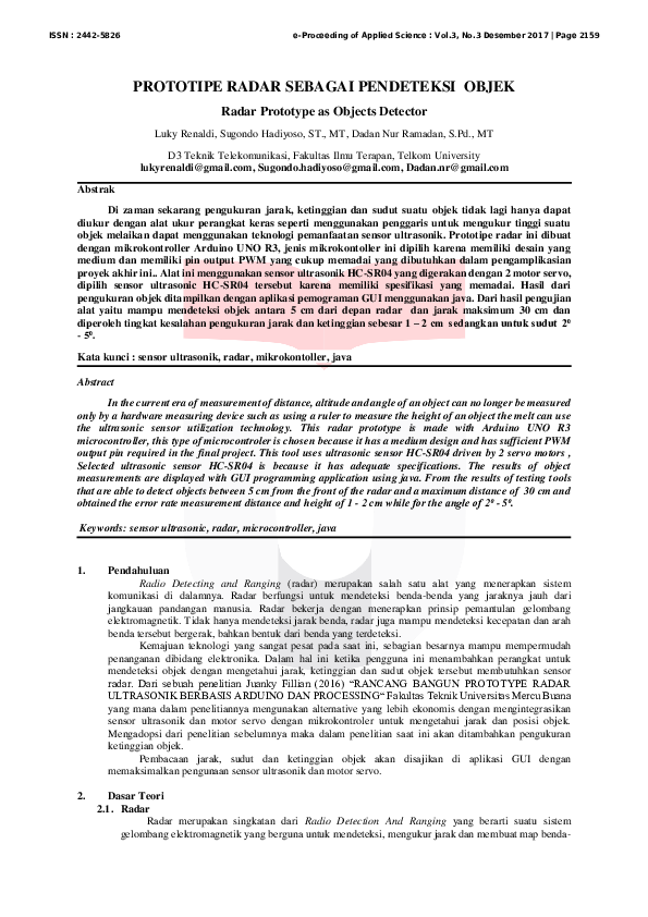 (PDF) Prototipe Radar Sebagai Pendeteksi Objek
