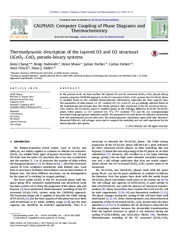 (PDF) Thermodynamic description of the layered O3 and O2 structural ...