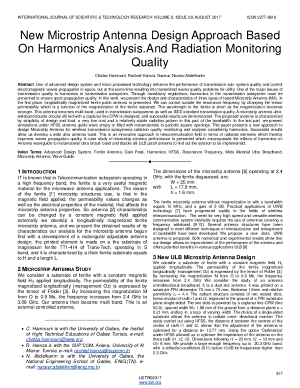 (PDF) New Microstrip Antenna Design Approach Based On Harmonics Analysis.And Radiation ...