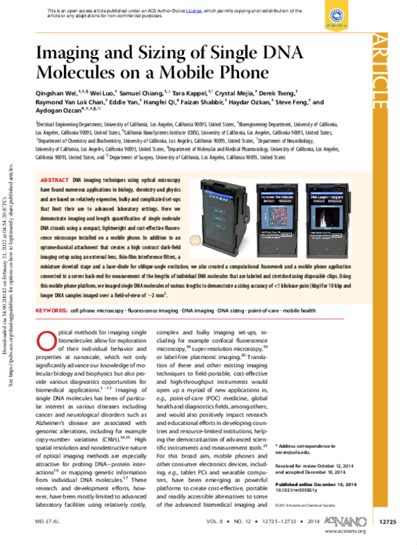 (PDF) Imaging and Sizing of Single DNA Molecules on a Mobile Phone