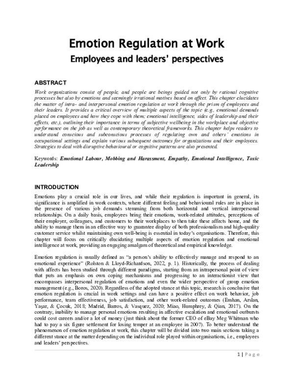 (DOC) Emotion regulation at work (manuscript - edited version)