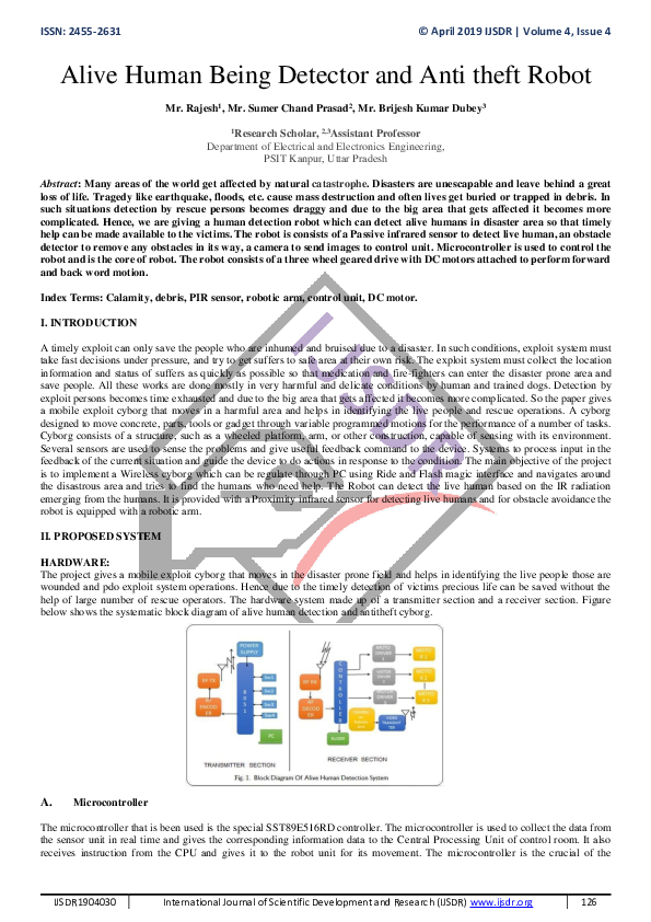 (PDF) Alive Human Being Detector and Anti theft Robot