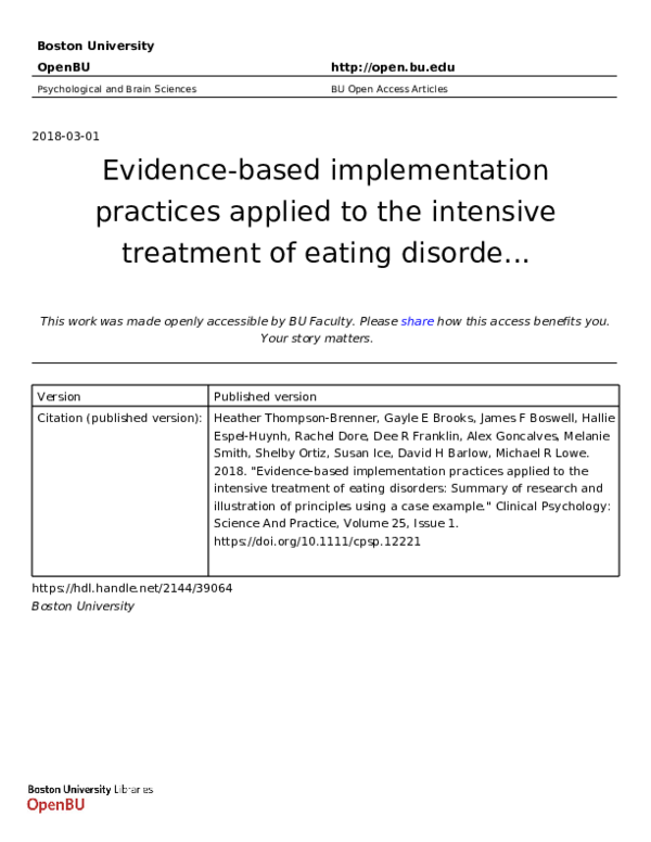 (PDF) Evidence-based implementation practices applied to the intensive ...