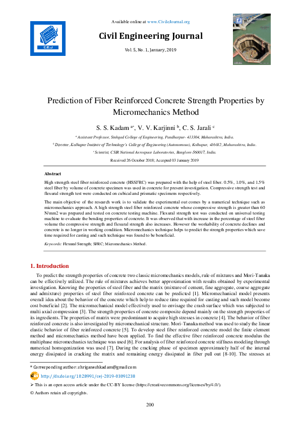 (PDF) Prediction of Fiber Reinforced Concrete Strength Properties by ...