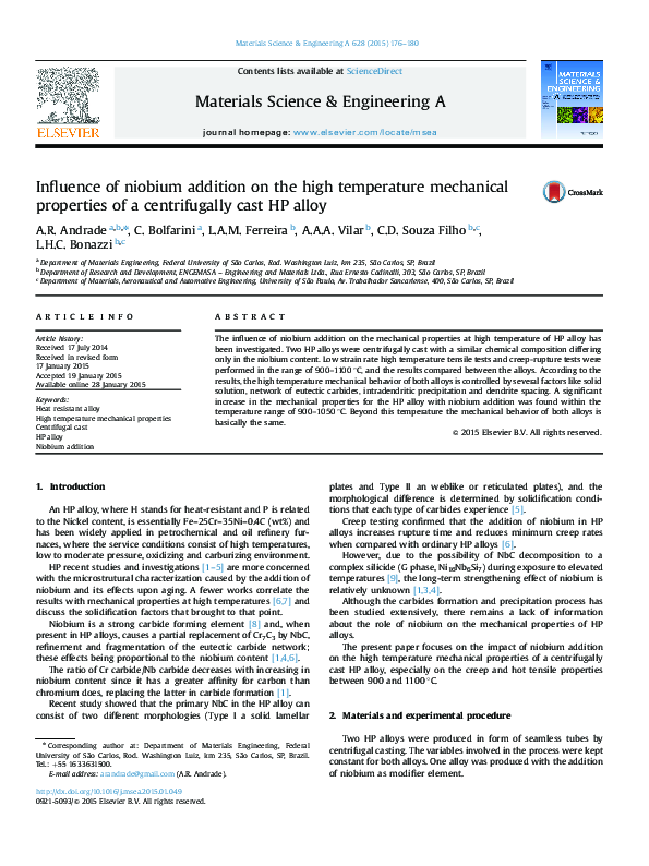(PDF) Influence of niobium addition on the high temperature mechanical ...