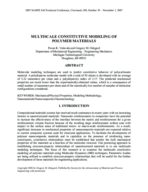 (PDF) Multiscale Constitutive Modeling of Polymer Materials