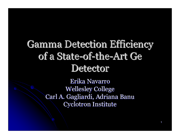 (PDF) Gamma Detection Efficiency of a State-of-the-Art Ge Detector