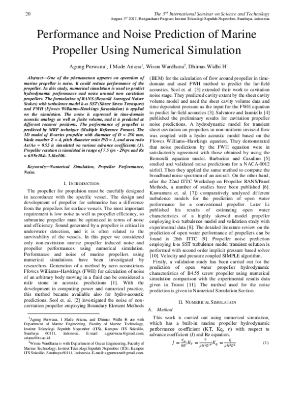 (PDF) Performance and Noise Prediction of Marine Propeller Using ...