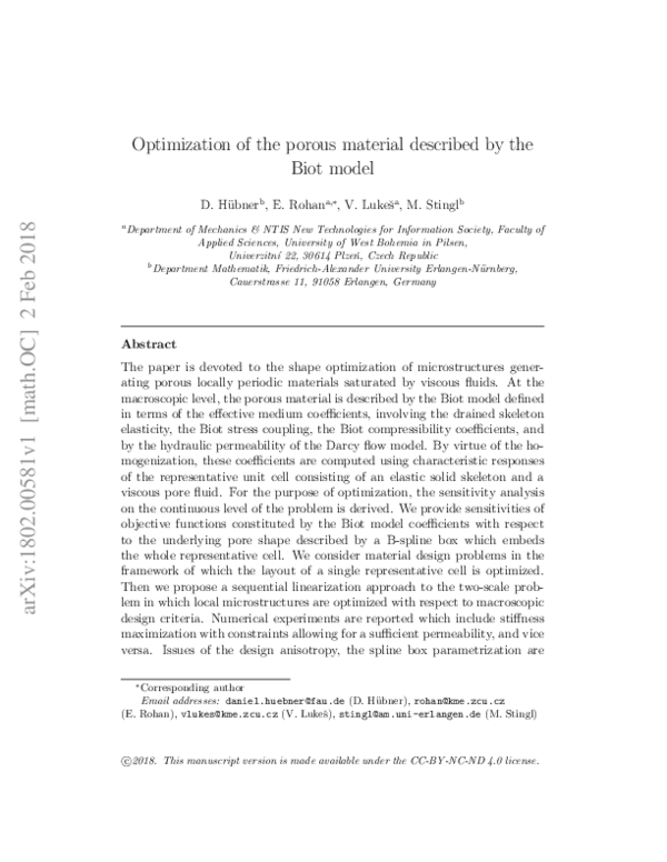 (PDF) Optimization of the porous material described by the Biot model