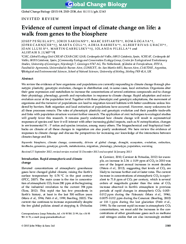 (PDF) Evidence of current impact of climate change on life: a walk from ...