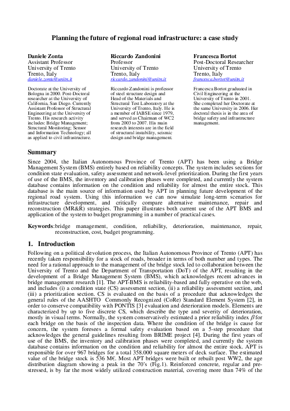 (PDF) Planning the future of regional road infrastructure: a case study