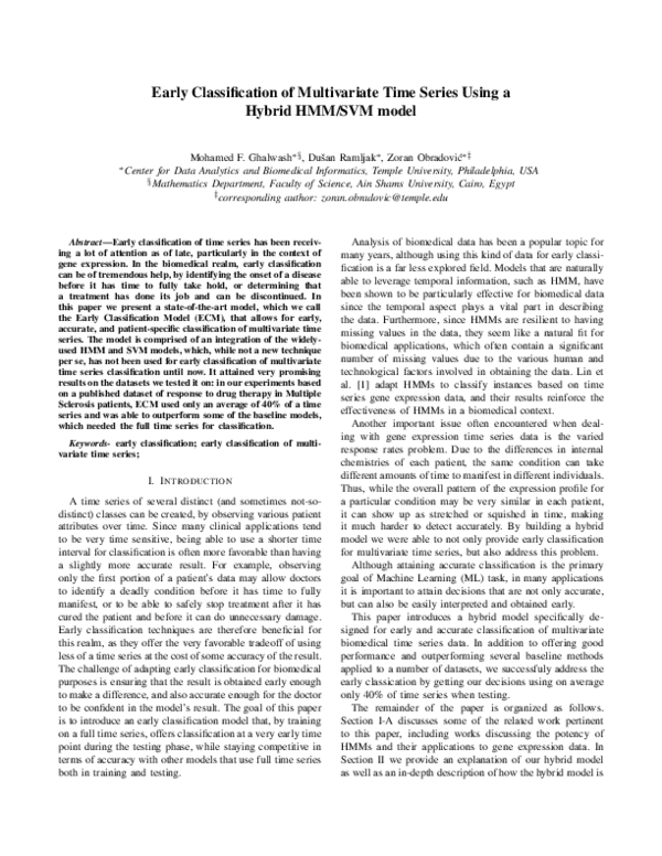 (PDF) Early classification of multivariate time series using a hybrid ...