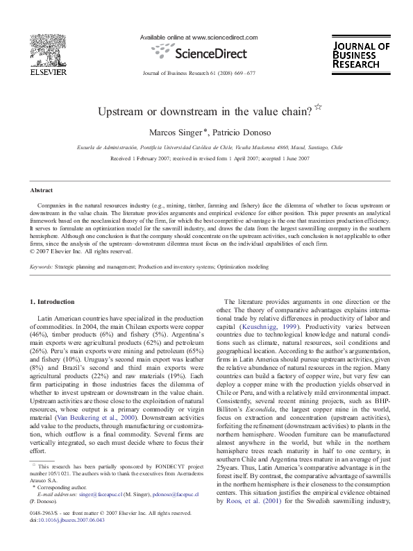 (PDF) Upstream or downstream in the value chain?