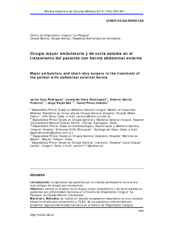 (PDF) Major ambulatory and short-stay surgery in the treatment of the ...
