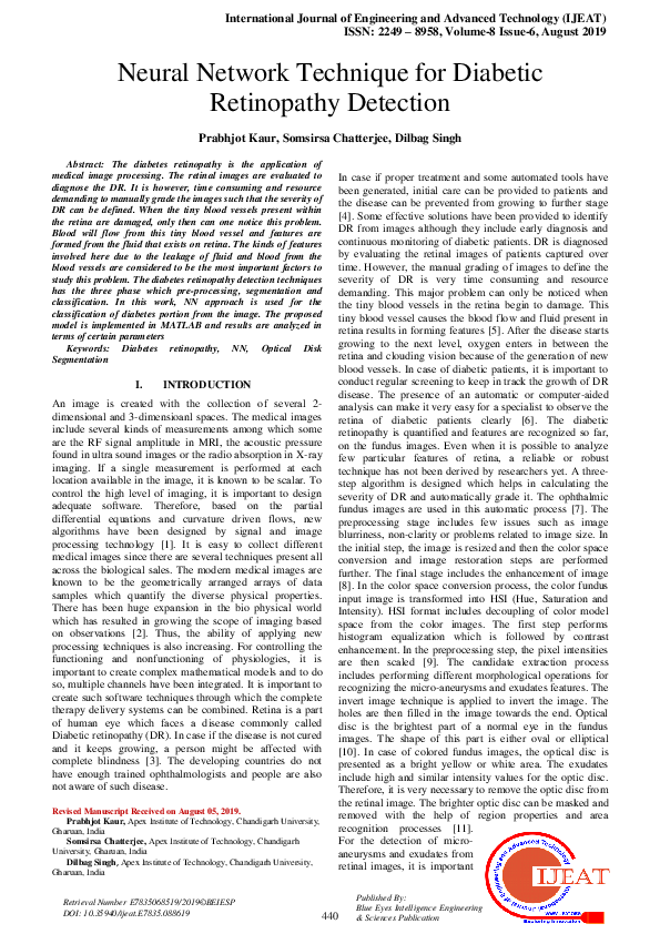 (PDF) Neural Network Technique for Diabetic Retinopathy Detection