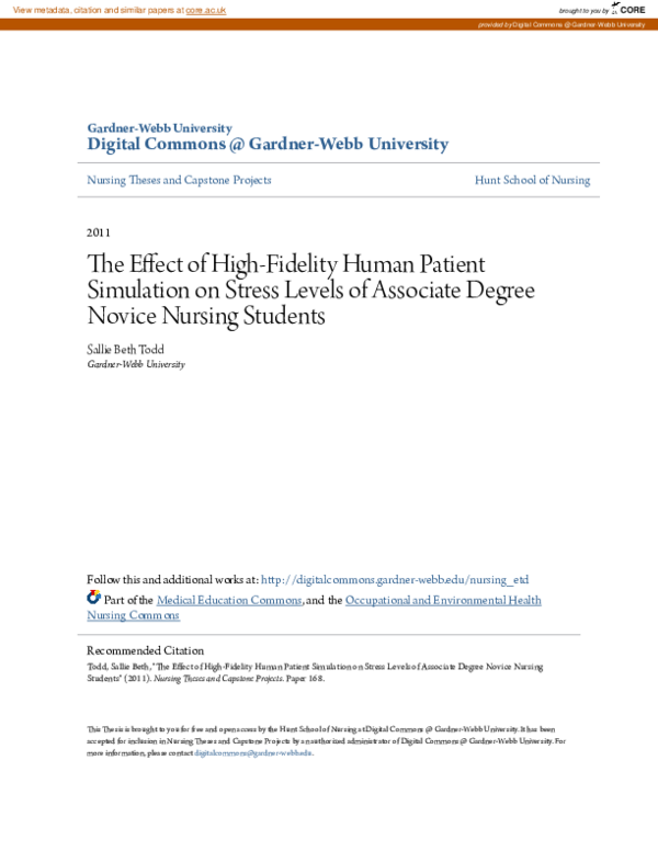 (PDF) The Effect of High-Fidelity Human Patient Simulation on Stress Levels of Associate Degree ...