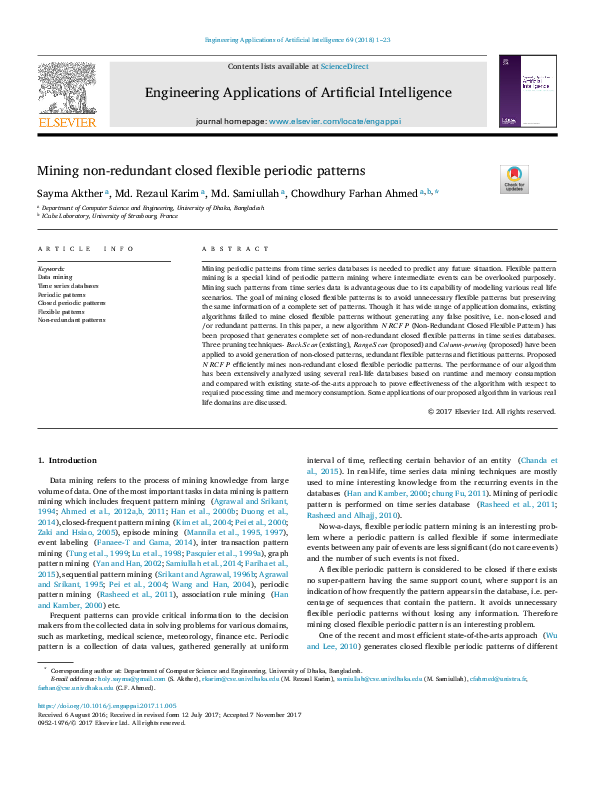 (PDF) Mining non-redundant closed flexible periodic patterns | Md. Rezaul Karim - Academia.edu