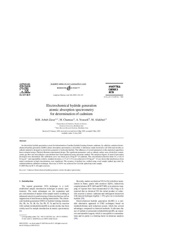 (PDF) Electrochemical hydride generation atomic absorption spectrometry ...