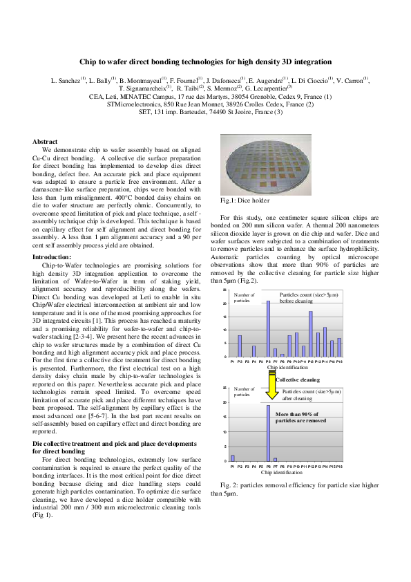 (PDF) Chip to wafer direct bonding technologies for high density 3D ...