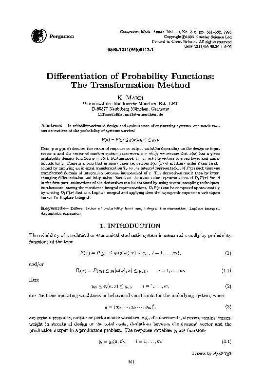 (PDF) Differentiation of probability functions: The transformation method