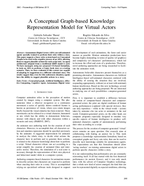 (PDF) A Conceptual Graph-based Knowledge Representation Model for Virtual Actors