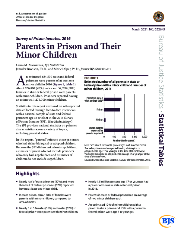 (PDF) Parents in Prison and Their Minor Children-Survey of Prison ...