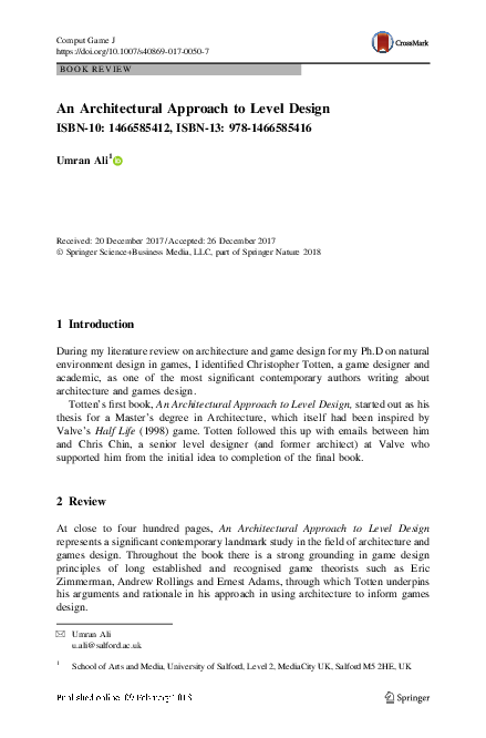 (PDF) An Architectural Approach to Level Design