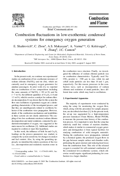 (PDF) Combustion fluctuations in low-exothermic condensed systems for ...