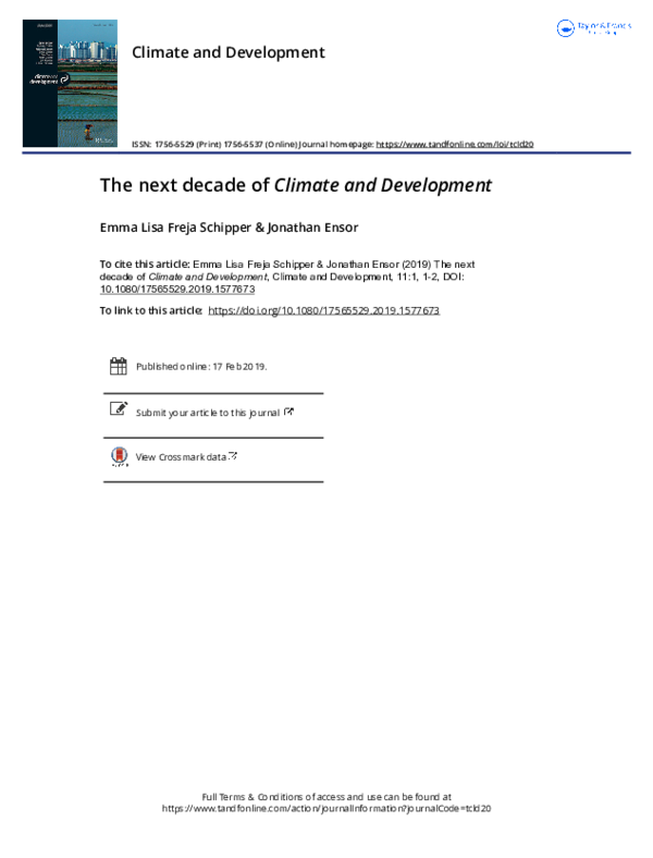 (PDF) The next decade of Climate and Development