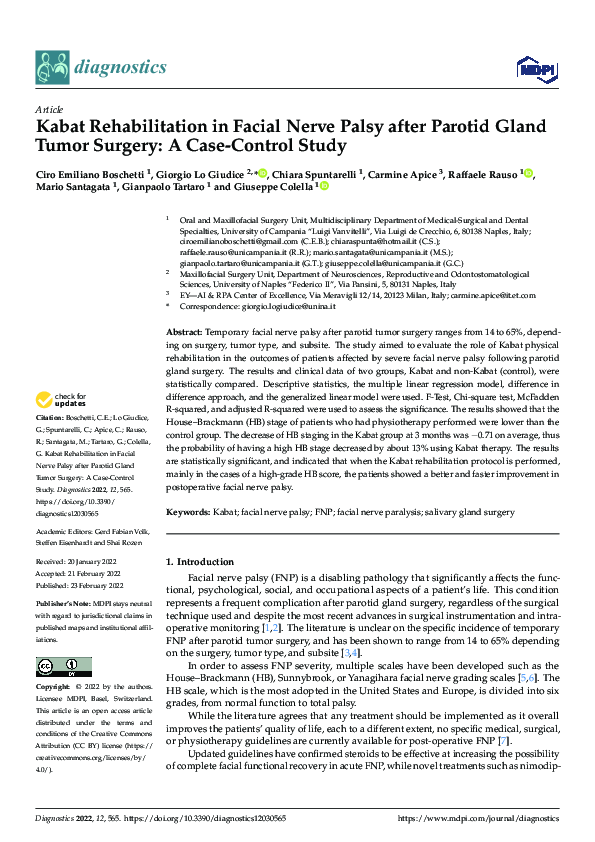 (PDF) Kabat Rehabilitation in Facial Nerve Palsy after Parotid Gland ...