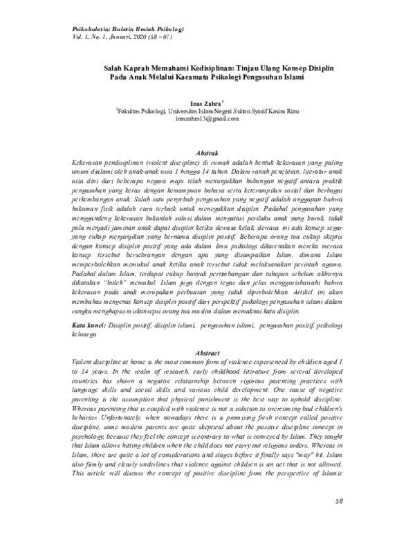 (PDF) Salah Kaprah Memahami Kedisiplinan: Tinjau Ulang Konsep Disiplin Pada Anak Melalui ...