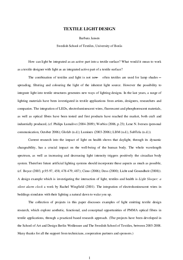 (PDF) Textile Light Design