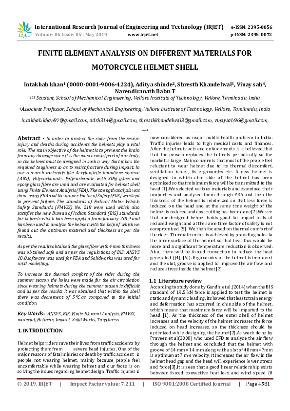(PDF) Finite Element Analysis on Different Materials for Motorcycle ...