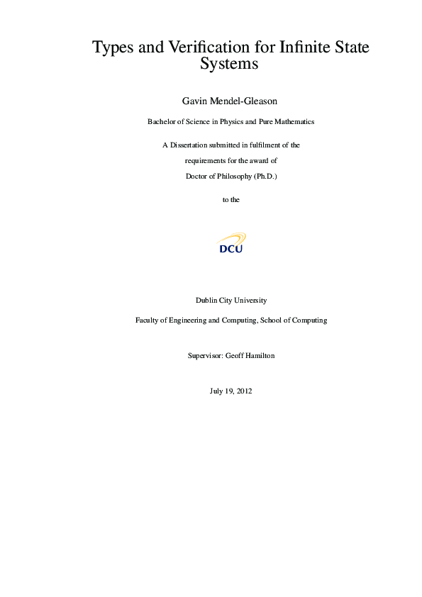 Pdf Types And Verification For Infinite State Systems