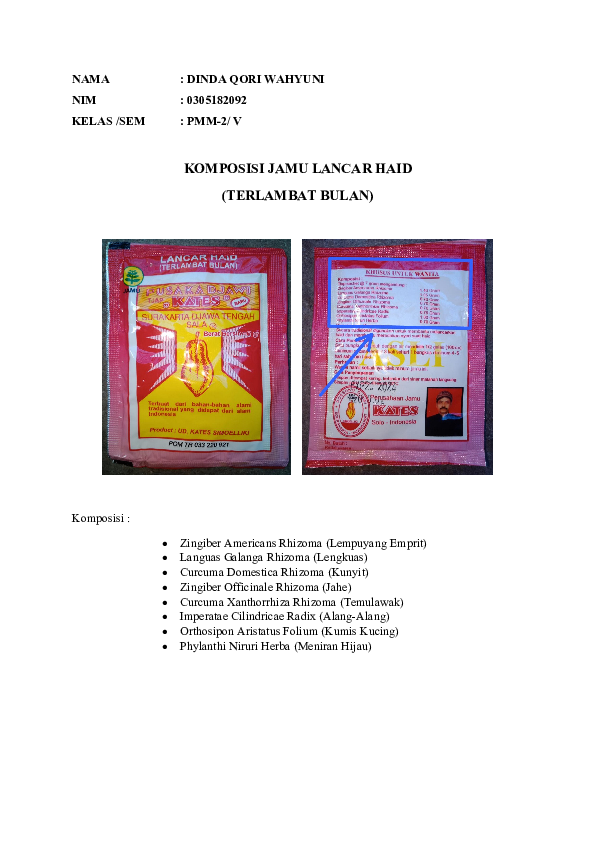 (DOC) KOMPOSISI JAMU LANCAR HAID (TERLAMBAT BULAN)
