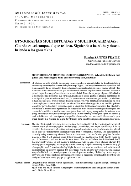 (PDF) ETNOGRAFÍAS MULTISITUADAS Y MULTIFOCALIZADAS: Cuando es «el campo ...