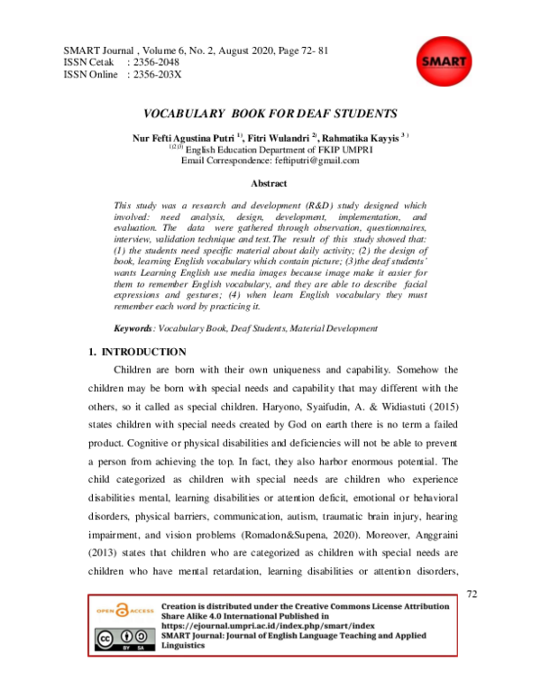 (PDF) Vocabulary Book for Deaf Students