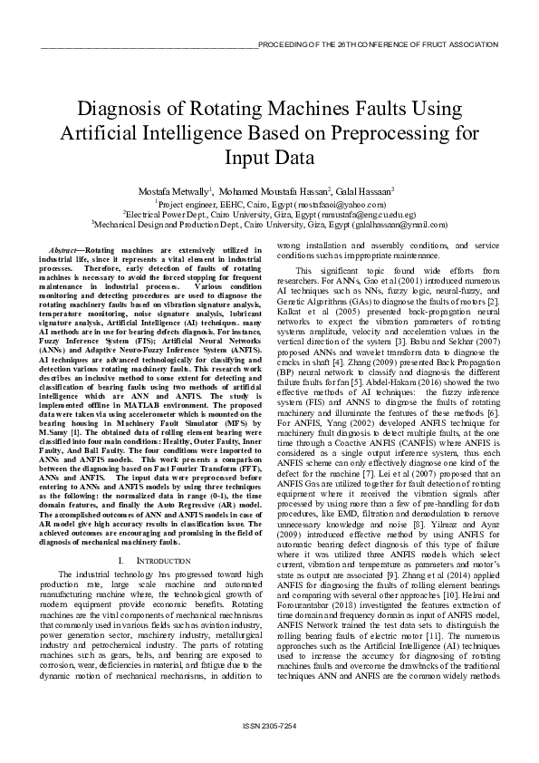 (PDF) Diagnosis of Rotating Machines Faults Using Artificial Intelligence Based on Preprocessing ...