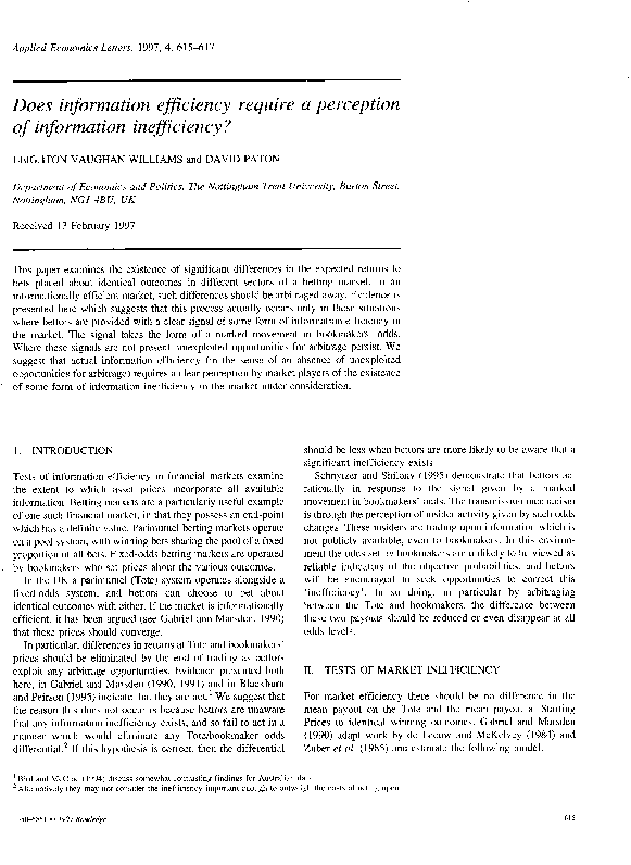 (PDF) Does information efficiency require a perception of information ...