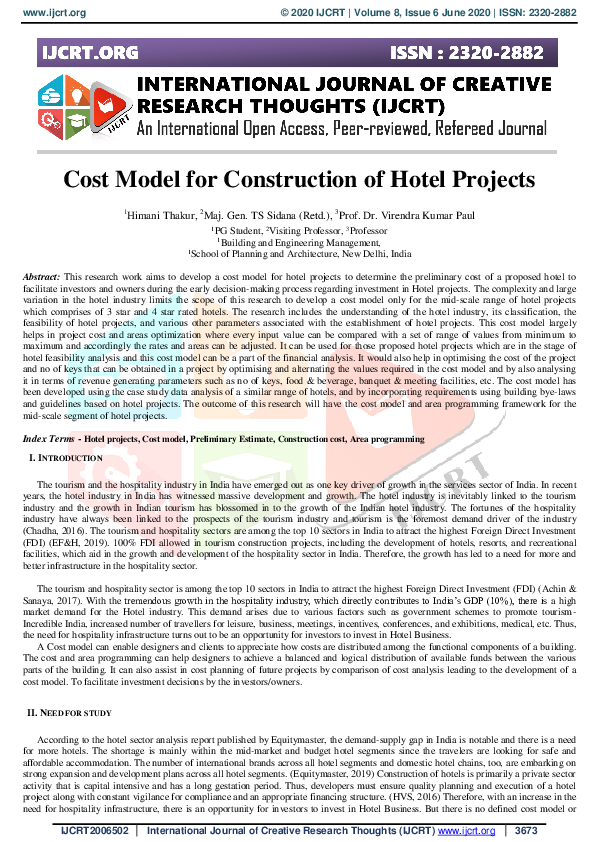 (PDF) Cost Model for Construction of Hotel Projects