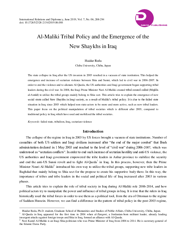 (PDF) The Shaykh of Shaykhs: Mithqal al-Fayiz and Tribal Leadership in ...