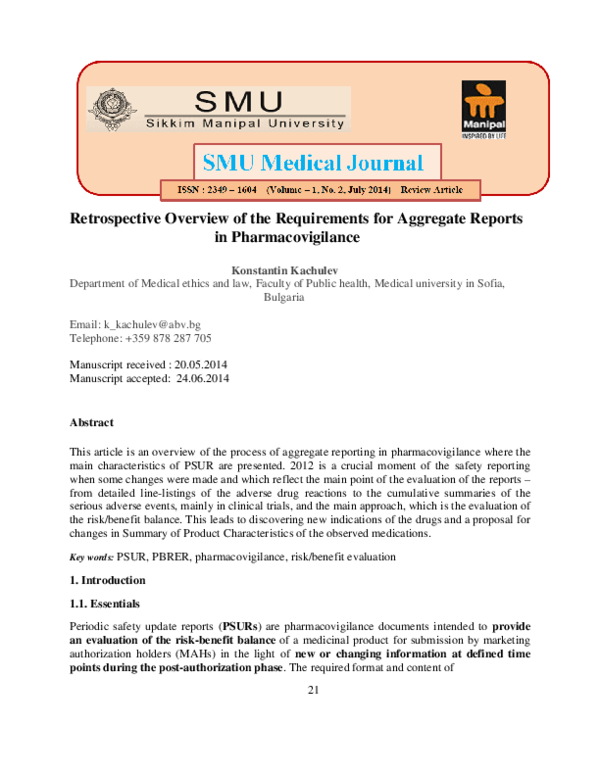 (PDF) Aggregate Reporting in Pharmacovigilance