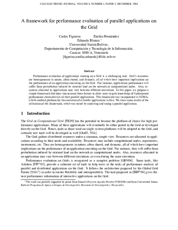 Pdf A Framework For Performance Evaluation Of Parallel Applications On The Grid