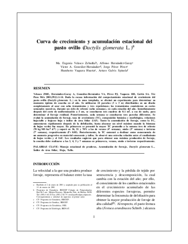 (PDF) Curva de crecimiento y acumulación estacional del pasto ovillo ...