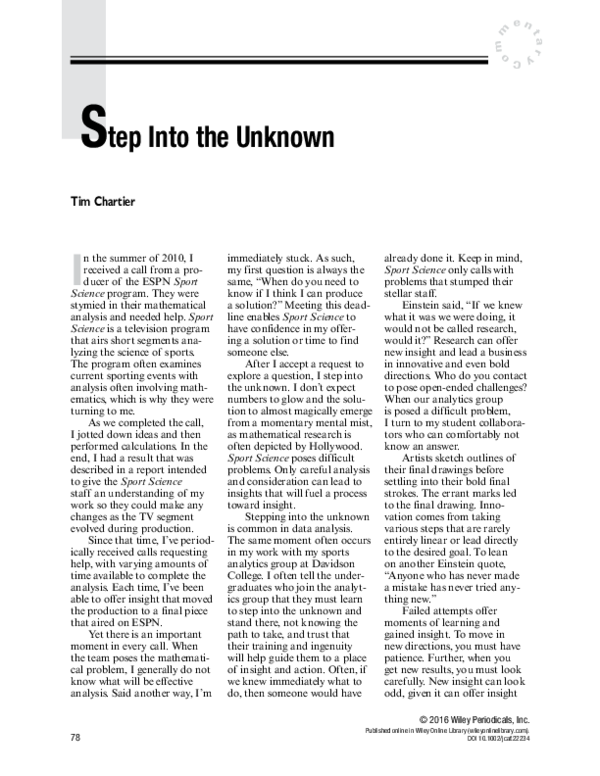(PDF) Step Into the Unknown