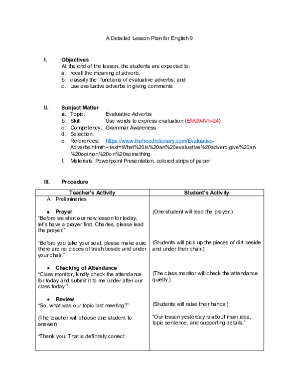 (DOC) Lesson Plan Evaluative Adverbs edited