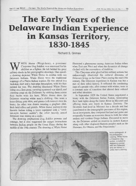 (PDF) The Early Years of the Delaware Indian Experience in Kansas ...