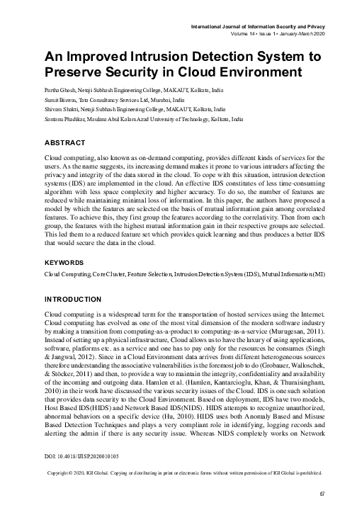 (PDF) An Improved Intrusion Detection System to Preserve Security in ...