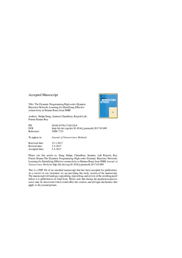 Pdf The Dynamic Programming High Order Dynamic Bayesian Networks Learning For Identifying